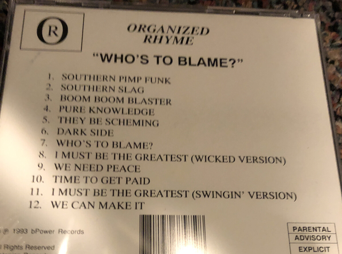 Organized Rhyme ‎– Who's To Blame Cd | eBay
