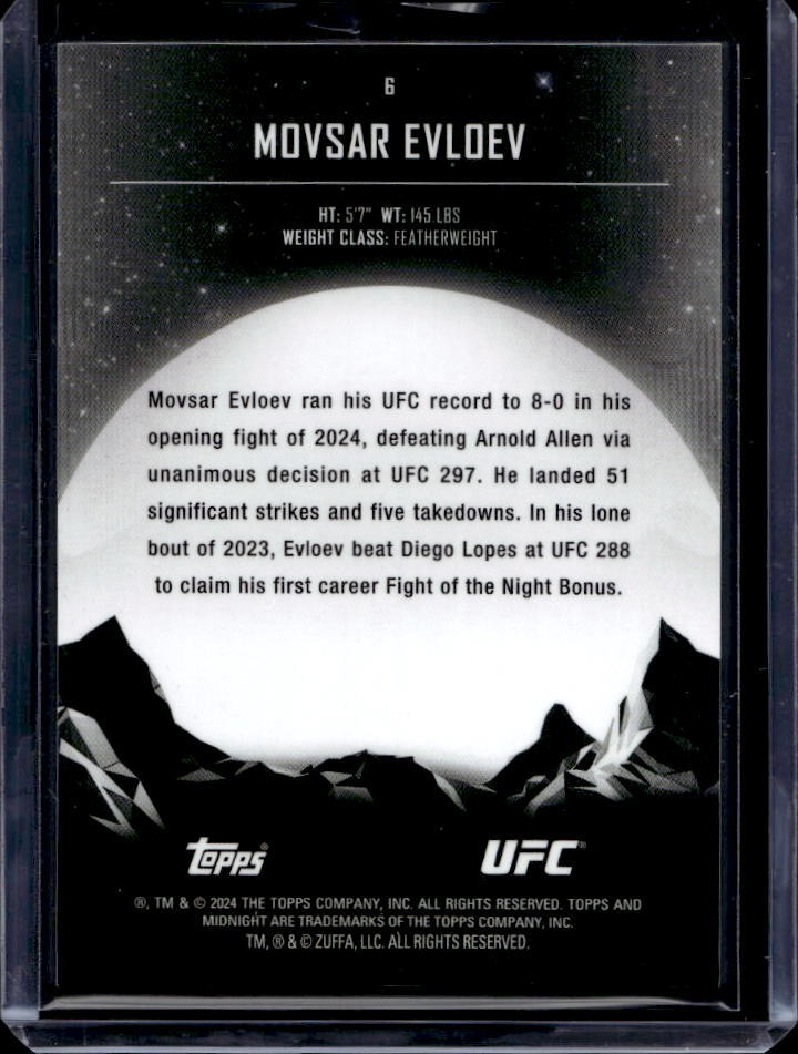 2024 Topps Midnight UFC Movsar Evloev Dusk Parallel #19/75 #6 ...
