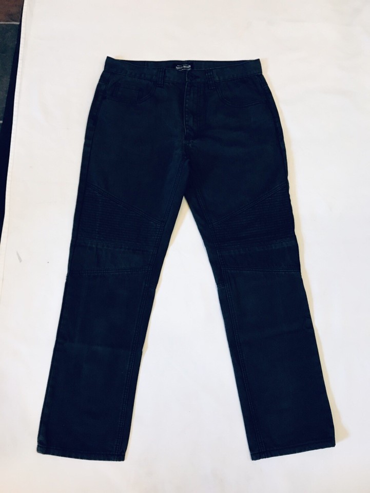 Parish Nation Jeans Mens Black/Stacked Pleats-Sz.34-cotton-Strt Leg | eBay