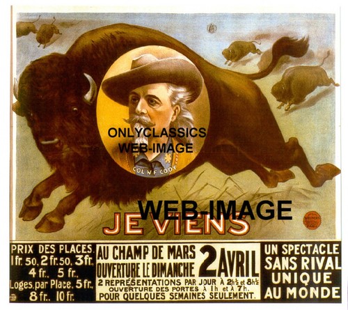 1905 WILD WEST SHOW 12x14 POSTER COWBOY BUFFALO BILL CODY OLD VINTAGE ...