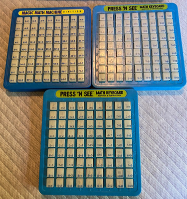 VTG-Lot of 3-Educational Magic Math/Press N' See-Keyboards-Subtract/Add ...