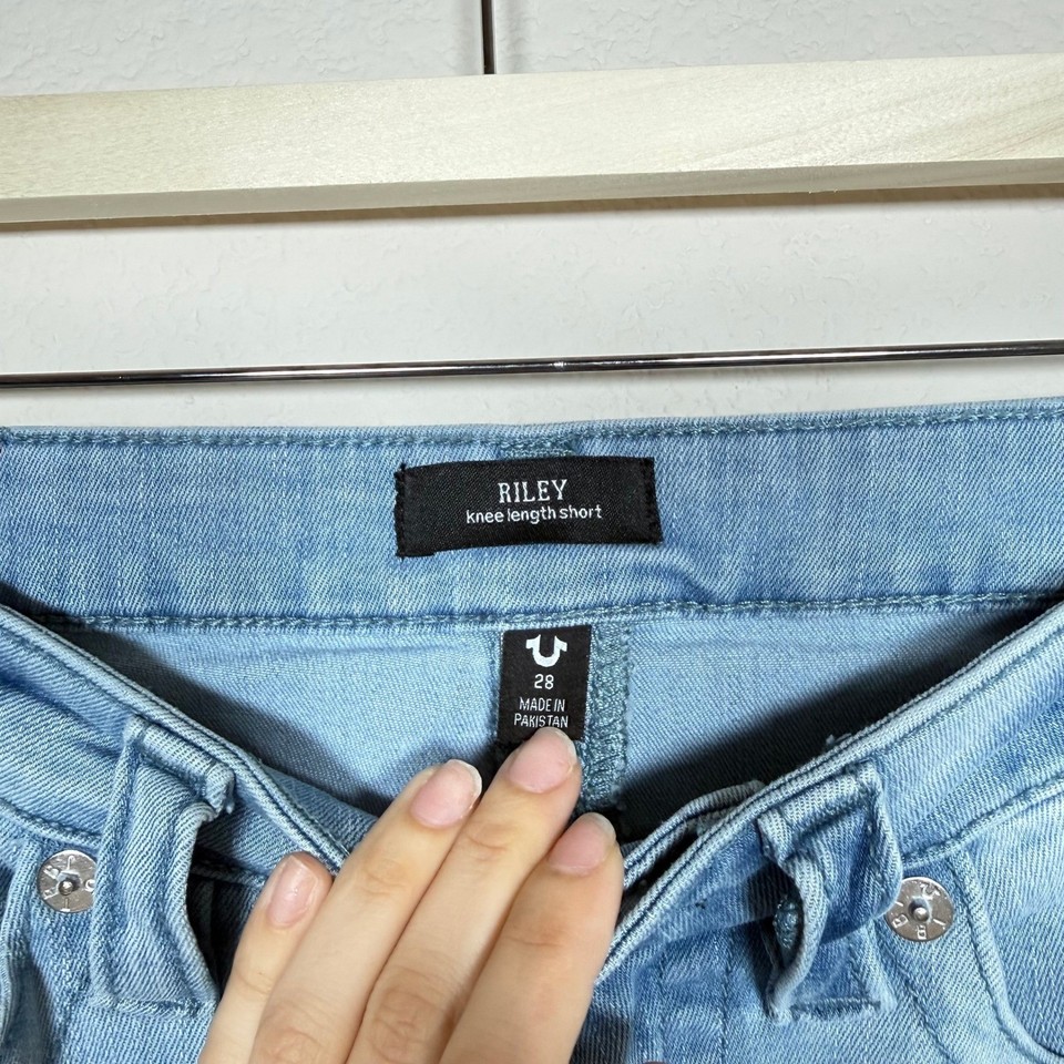 True Religion Riley Raw Hem Denim Shorts Raw Size 28 | eBay