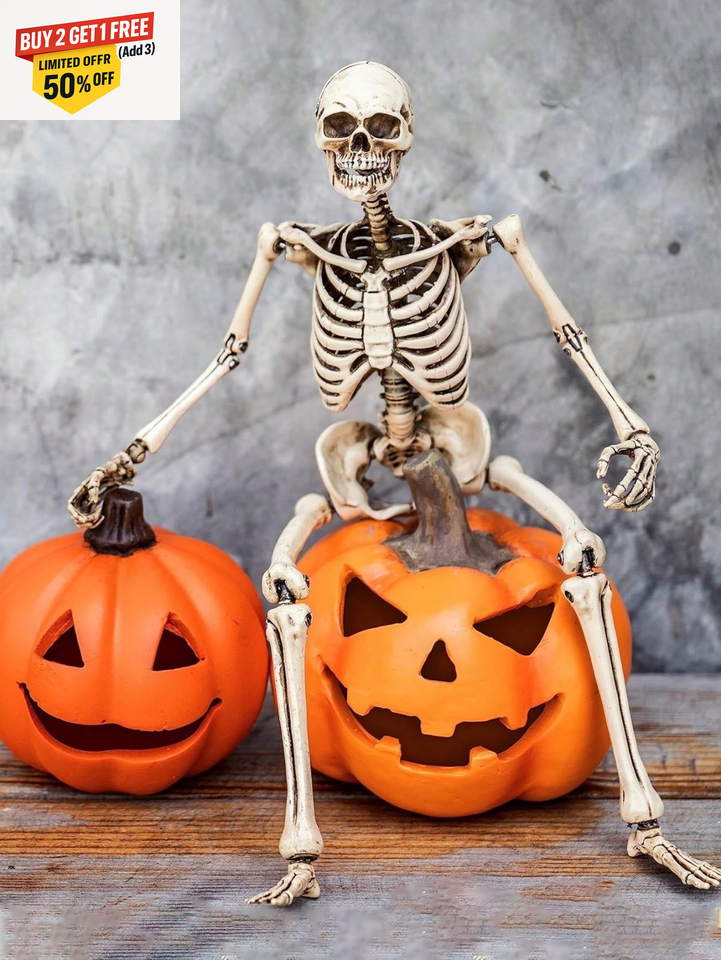 Human Skeleton Full Life Size Poseable Halloween Party Prop Haunted ...