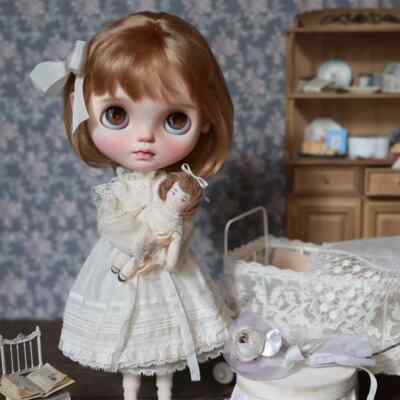 Blythe Little Rag Doll Wig Soft Silk Bangs Braid Short Hair Wig Cosplay ...