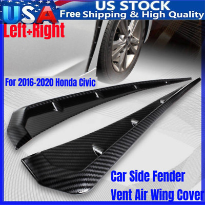 2Pcs Carbon Fiber Car Side Fender Vent Air Wing Cover Trim Exterior ...