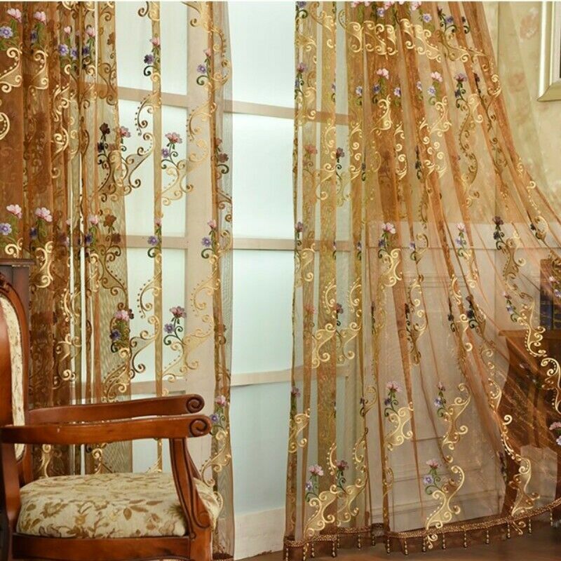 Damascus Embroidery Net Curtains Pelmet Lace Tulle Voile Window Panel ...