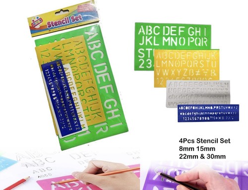 4Pcs Stencil Set 5mm to 30mm Alphabet Letters Number Plastic Large ...