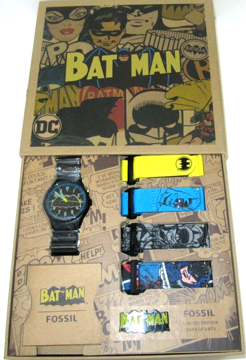 Fossil Batman Legacy LE1129SET Black Stainless Limited Edition Box ...
