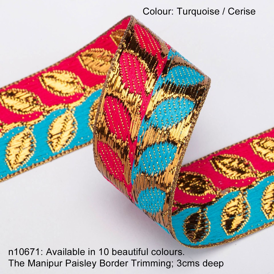 Neotrim Paisley Vine Ribbon Trimming, Vintage Gold Metallic 4cm,Home ...