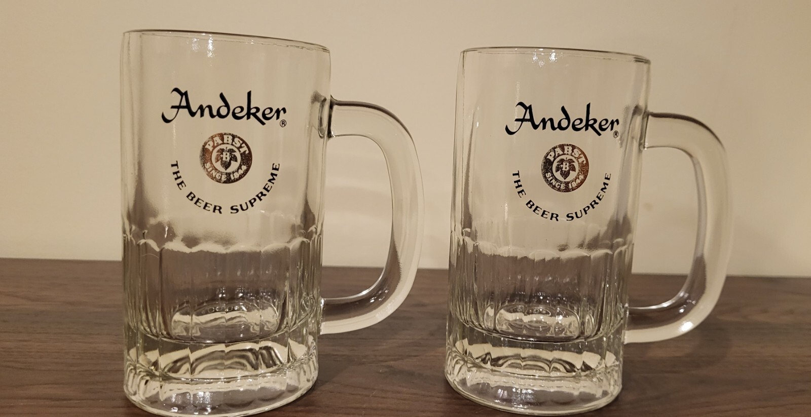 2 Vintage Andeker Pabst Brewing Glasses Beer Mugs | eBay