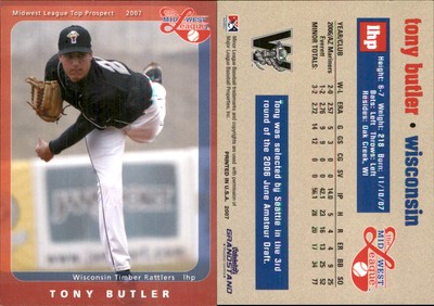 Tony Butler 2007 Grandstand Midwest League Top Prospects RC ...