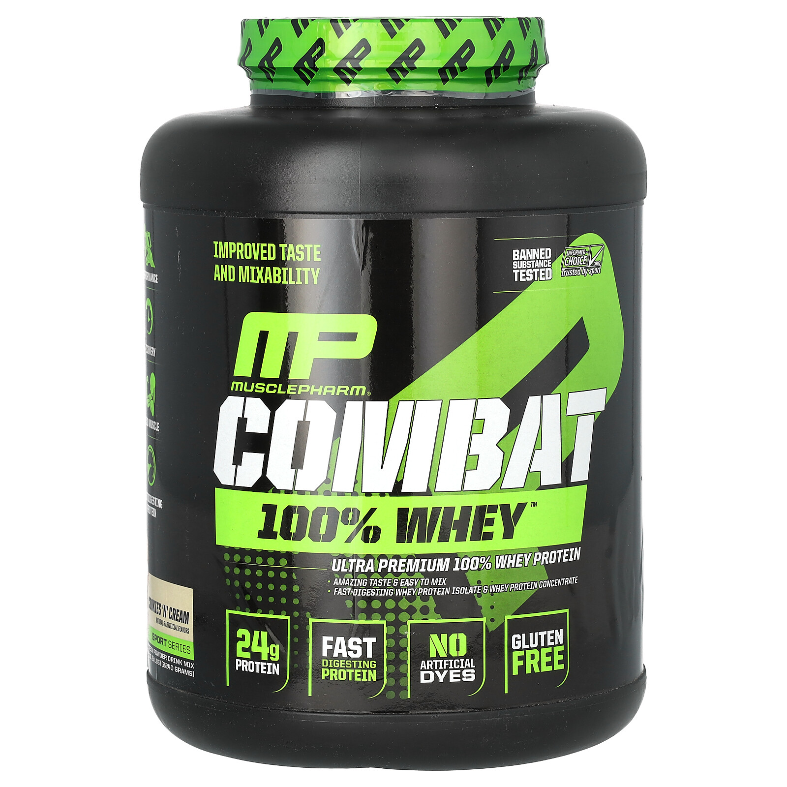 Muscle Pharm Combat 100% Whey Protein Powder, 2.27 kg - Cookies and ...