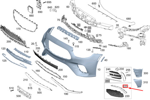 MB E C238 FRONT RIGHT LOWER GRILLE TRIM MOLDING A2138859403 ORIGINAL NO ...