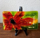Kiln Art Glass FLORAL FLOWER Fused Trinket Dish Tray Plate by Sharon ...