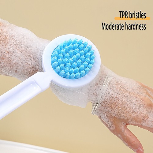 Detachable Double-sided Silicone Long Handle Brush Back Body Scrub ...