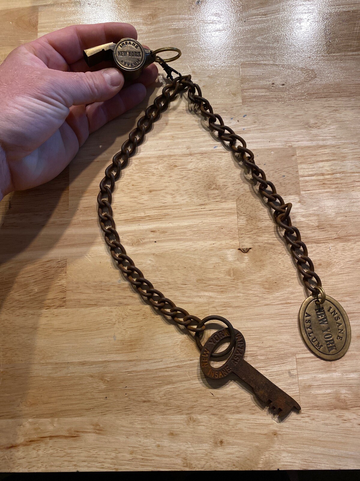 Insane Asylum Prison Key Whistle Chain Jailer Set Lot New York Rusty ...
