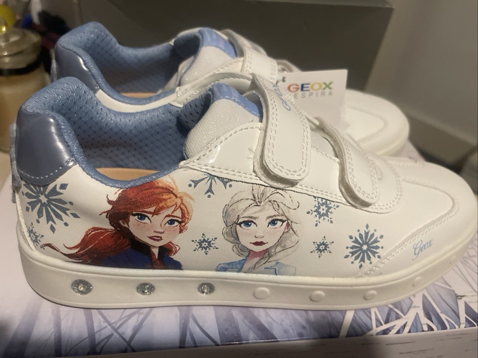 Geox Girl's Junior Skylin E Sneaker Frozen 2 Elsa Anna Shoes Size Uk 4 ...