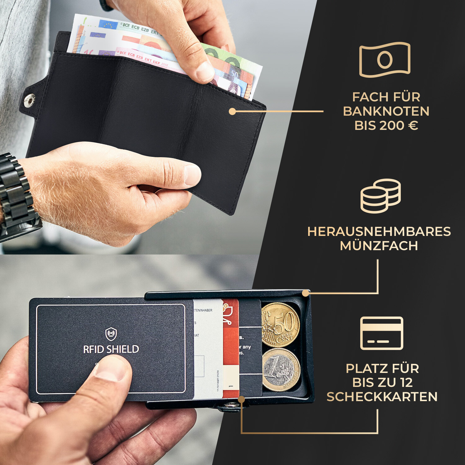 ZNAP® Slim Wallet Kreditkartenetui Portemonnaie Geldbörse Herren 12 ...