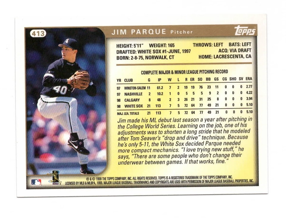 1999 Topps #413 Jim Parque Near mint or better | eBay