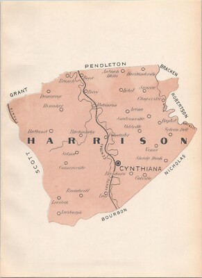 HARRISON County KENTUCKY Antique Map 1893 | eBay