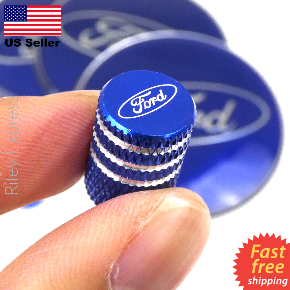 Blue FORD Wheel Center Cap Sticker Decals 2.55" & Blue FORD Tire Valve ...