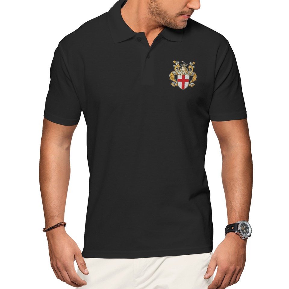 Embroidered English Knight Polo Shirt England Cross Design for St ...