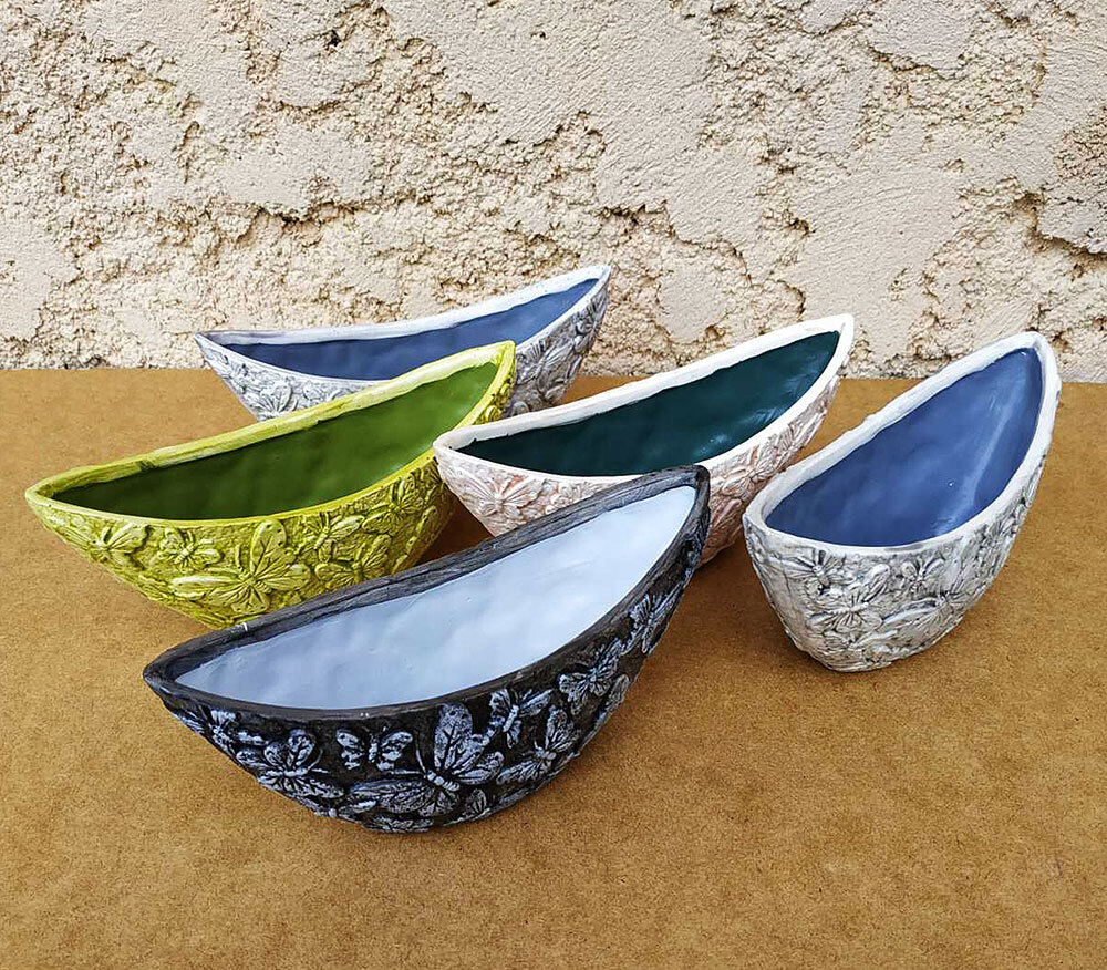 Beige stylish unique boat shaped flower pot is perfect for succulents ...