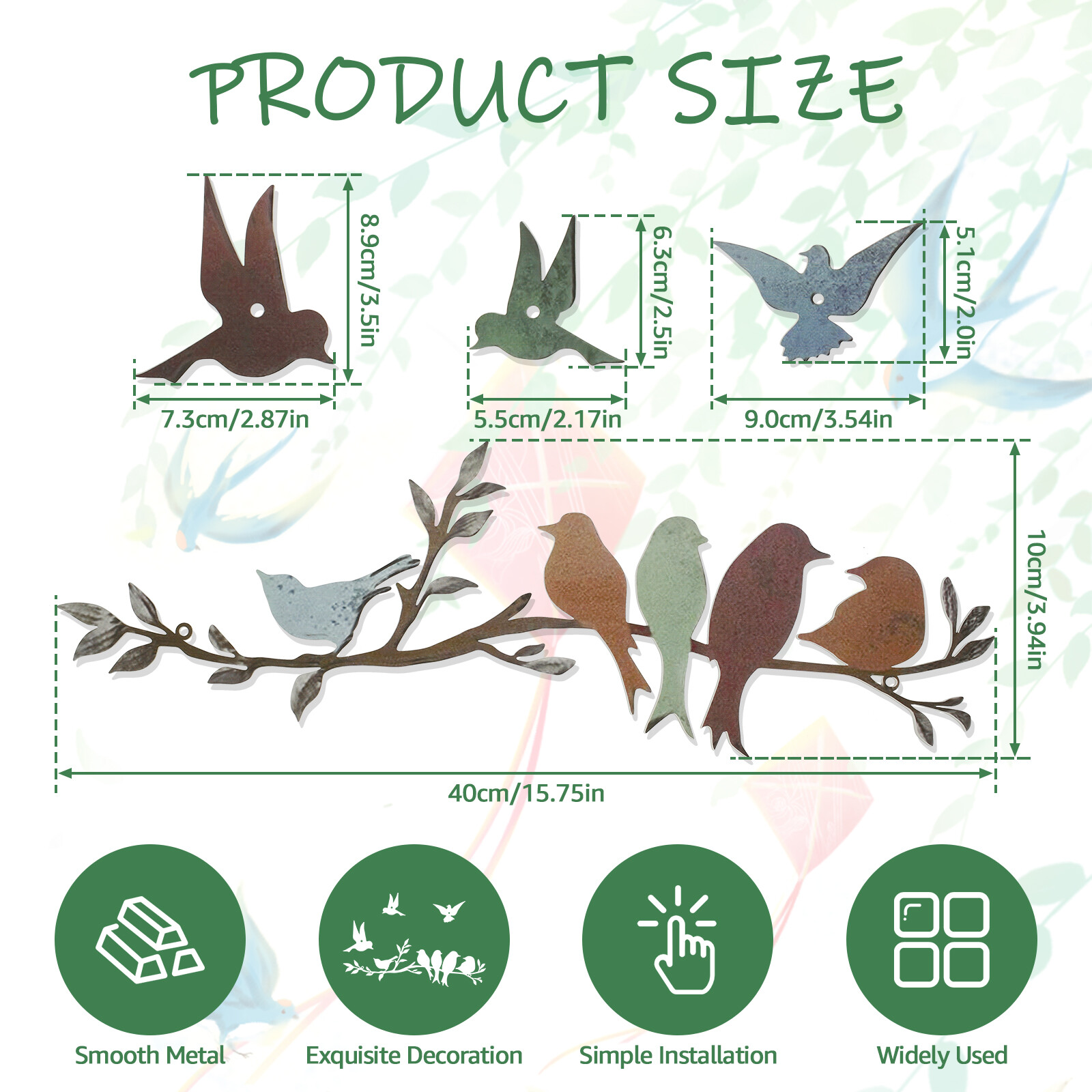 Metal Bird Wall Décor Creative Metal Bird Hanging Sculpture on the ...
