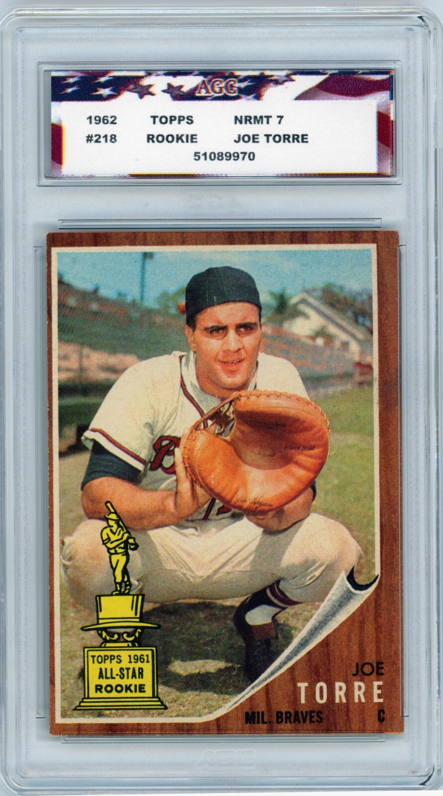 1962 Topps #218 Joe Torre Rookie Card AGC 7 Near Mint Milwaukee Braves ...