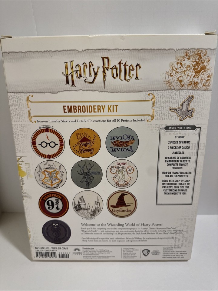 Harry Potter Embroidery Kit~Makes 2 Projects~10 Designs | eBay