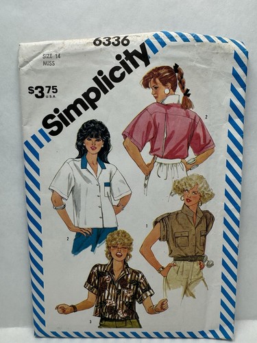 Simplicity 6336 Misses Shirt Top Blouse Crop Pattern 14 *Cut Complete ...