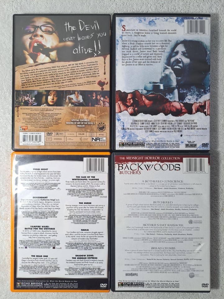4 DVD Horror/Gore Lot, 14 Movies Butchered, Prom Night, Keepsake ...