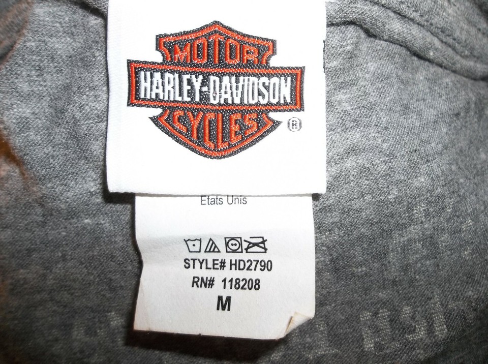 HARLEY-DAVIDSON Women's Gray & Black Top B&S Graphics Size Medium Rayon ...