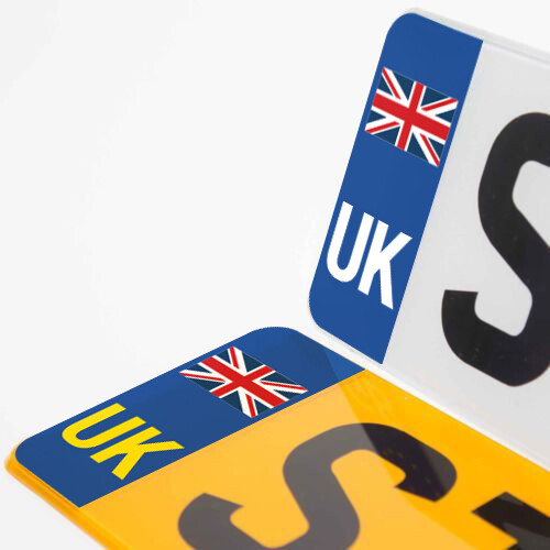 Pair of UK flag car van Number Plate Vinyl Stickers for driving abroad ...