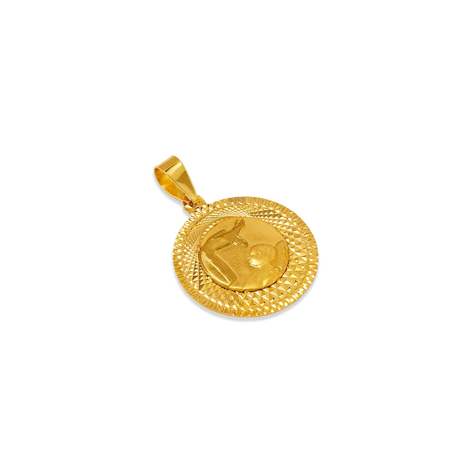 Baptism Medal Medallion Pendant Real 14K Yellow Solid Gold Religious ...