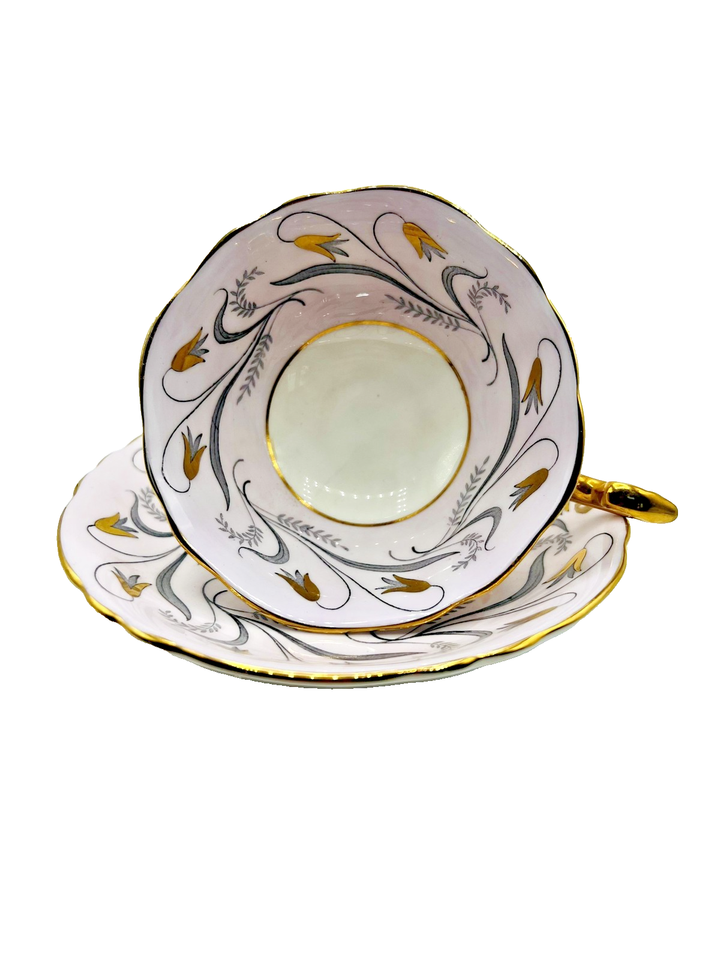 Paragon Tea Cup And Saucer Pink Blush, Wide Mouth Gold Gilt By ...