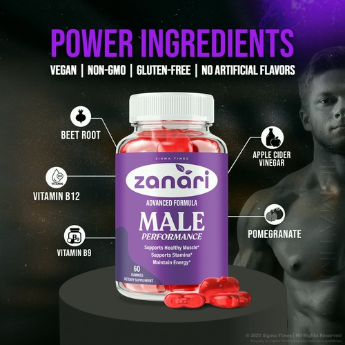 Zanari Gummies - Premium Male Health Support, Formulated for Men 60ct ...