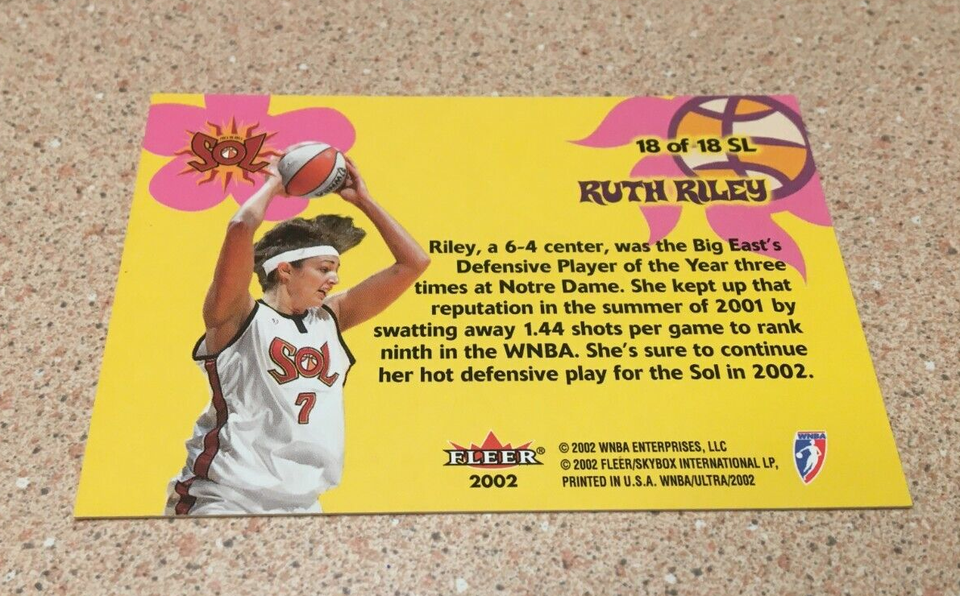 2002 FLEER ULTRA RUTH RILEY SUMMER LOVE #18 OLD MIAMI SOL WNBA | eBay