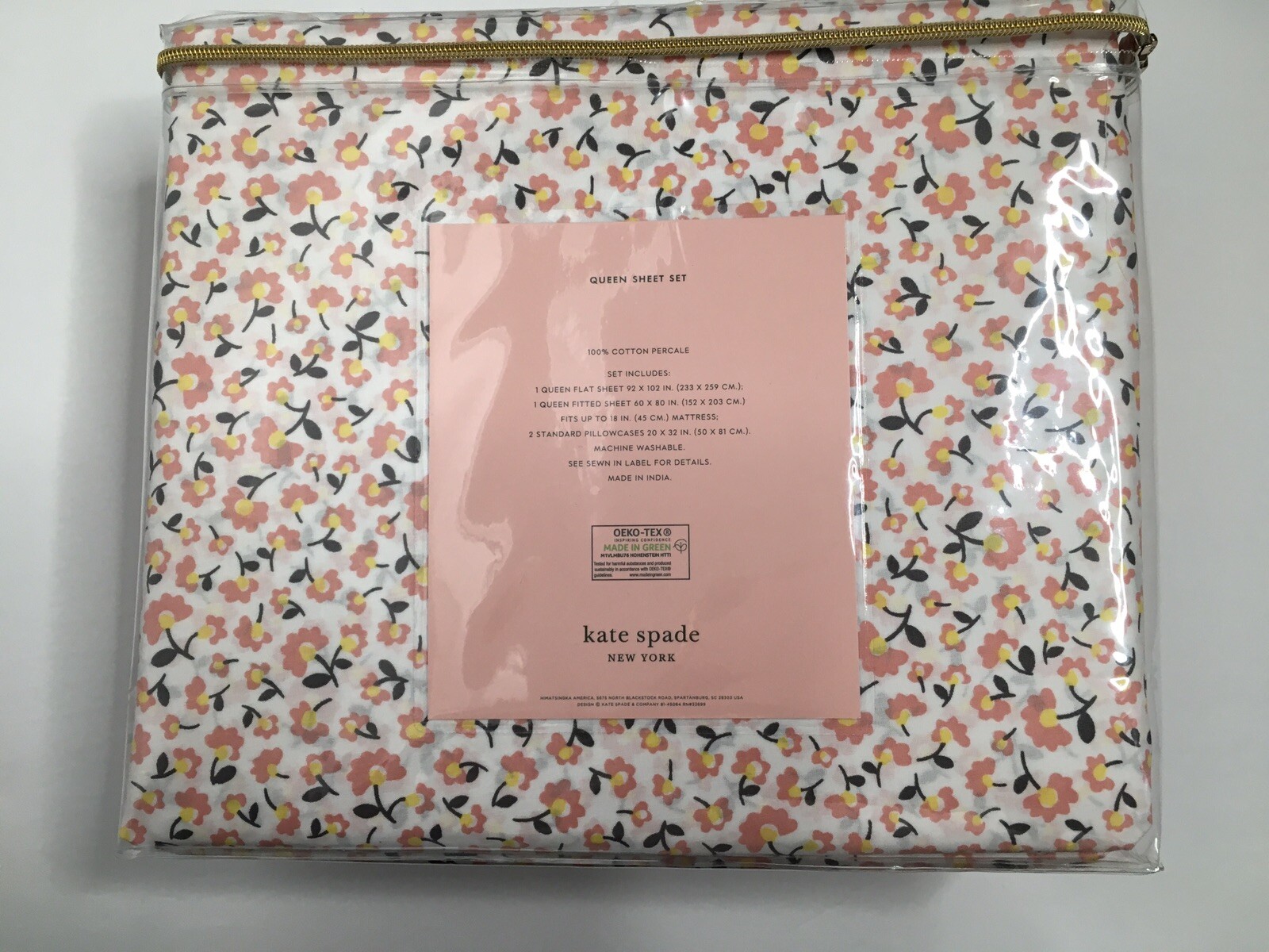 KATE SPADE FLORAL PINKY-PEACH QUEEN SHEET SET 4pc Cottage Cotton ...