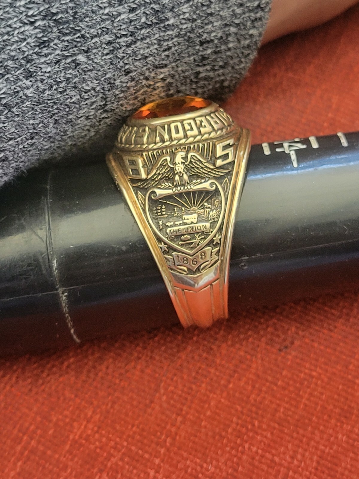 Vintage 1976 10K Gold Class Ring oregon state university amber Stone 23 ...