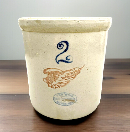 Antique Red Wing Stoneware Crock 2 Gallon 1930s Standard Oval Farmhouse ...