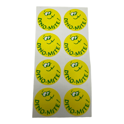 Vintage Scratch n Sniff 8 Stickers Dino Mite Yellow Face Sticker | eBay