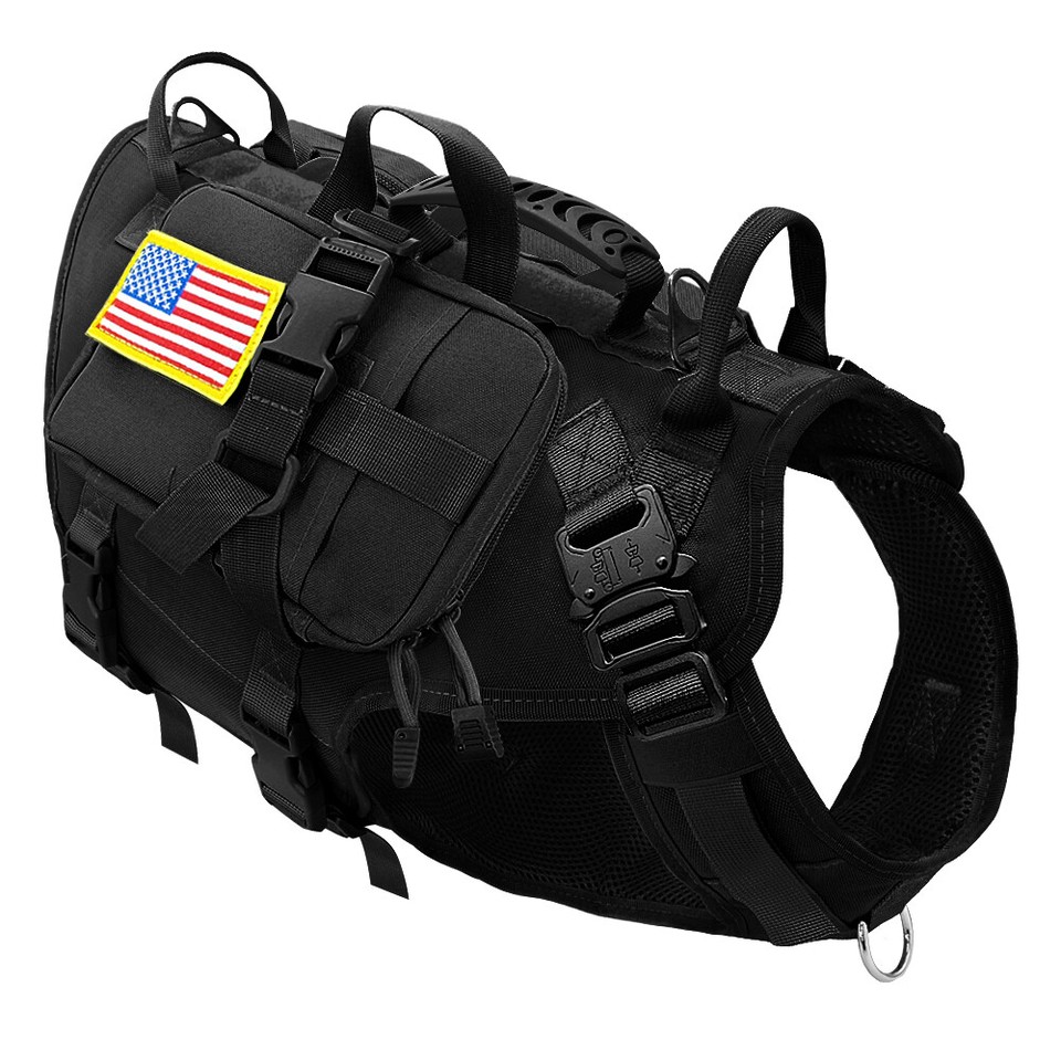 Military Tactical Molle Dog Harness Large Dogs Service Vest Harness ...