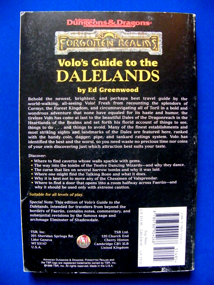 Volo's Guide To The Dalelands - AD&D 2e Forgotten Realms - TSR9524 - VG ...