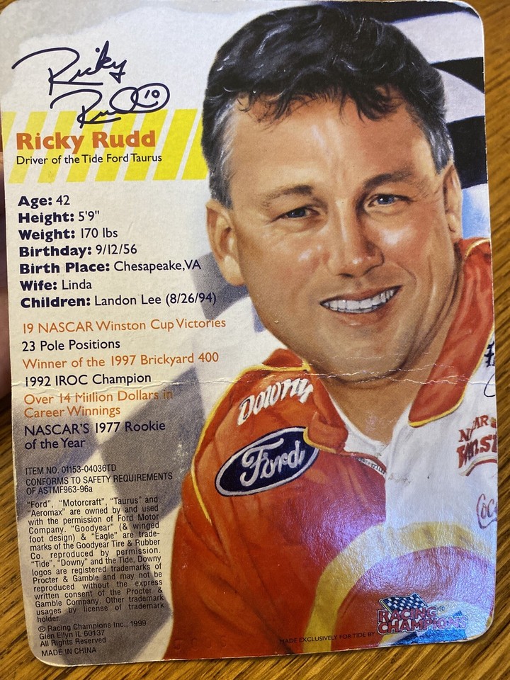 1999 TIDE Racing Collector's Edition Ricky Rudd No. 10 1/64 Race Car | eBay