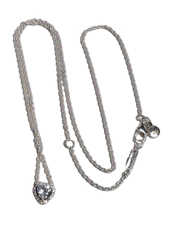 Authentic Pandora Necklace, Elevated Hearts, #398425C01-45 | eBay