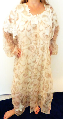 RARE ARLENE WILSON DESIGNER DREAMY VTG CRISP EMBOIDERED CHIFFON ...