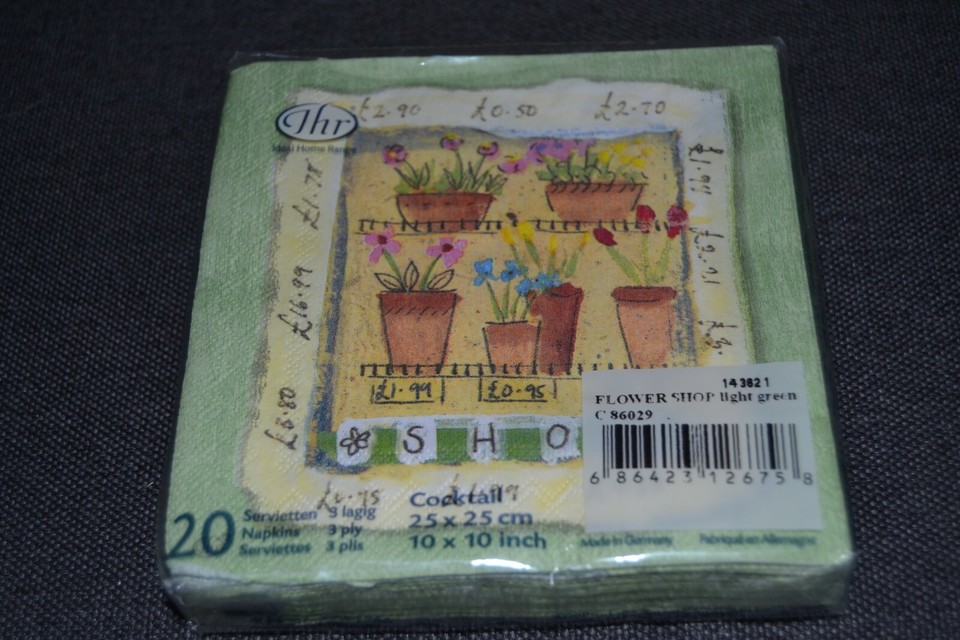 Paper Napkins FLOWER SHOP Dessert SHABBY CHIC Pk 20 NIP 3-PLY by THR | eBay