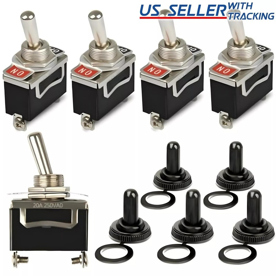 5X 12V SPST Toggle Flick Switch WATERPROOF ON/OFF For Marine Car Dash ...