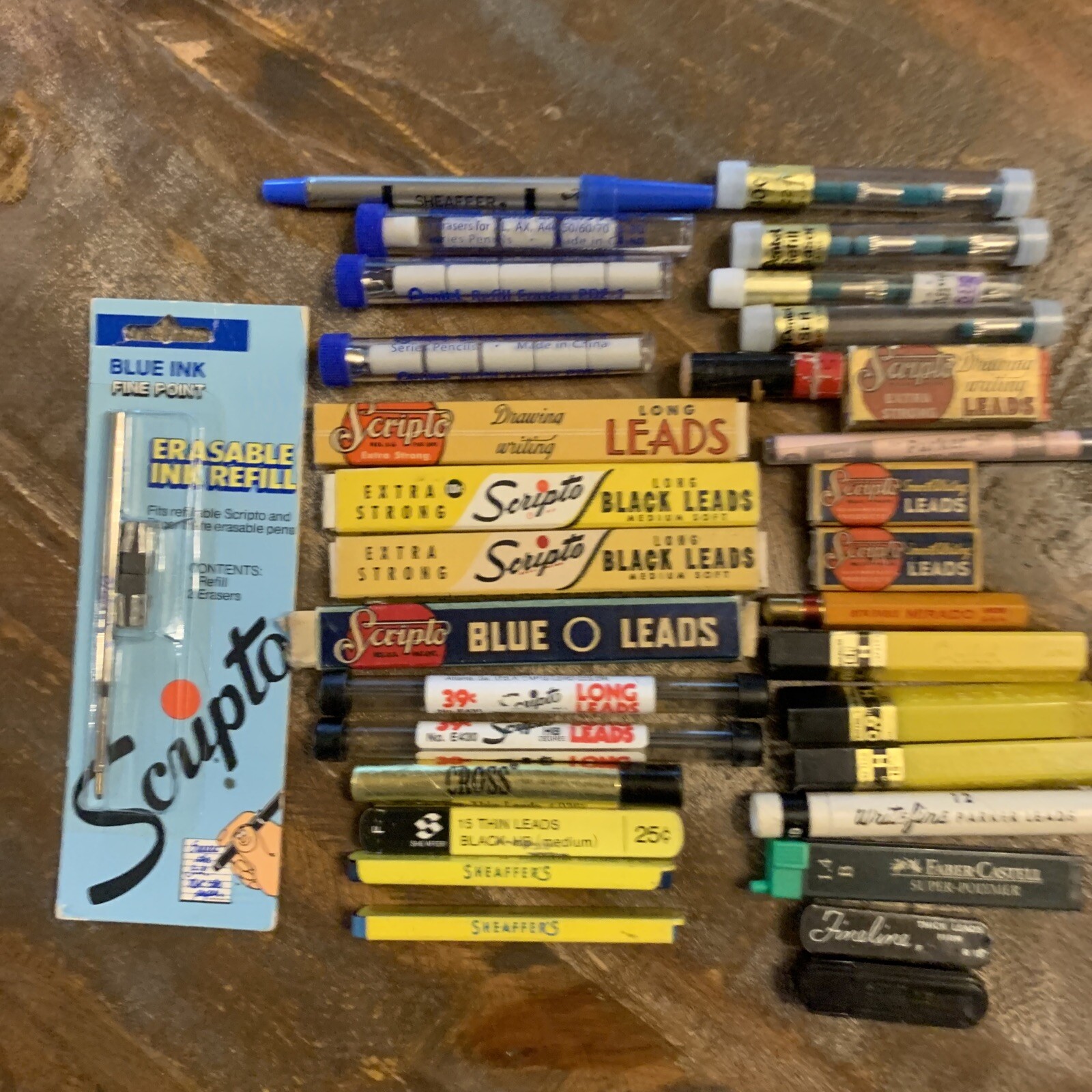 Vintage SHEAFFER'S Pentel Scripto More Lot of Leads erasers refills ...